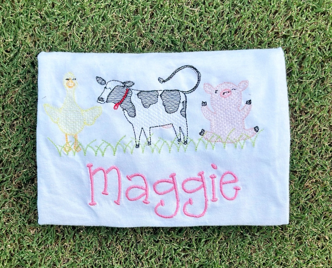 Embroidered Farm Animals Shirt, Toddler Outfit, Farm Animals Bodysuit ...