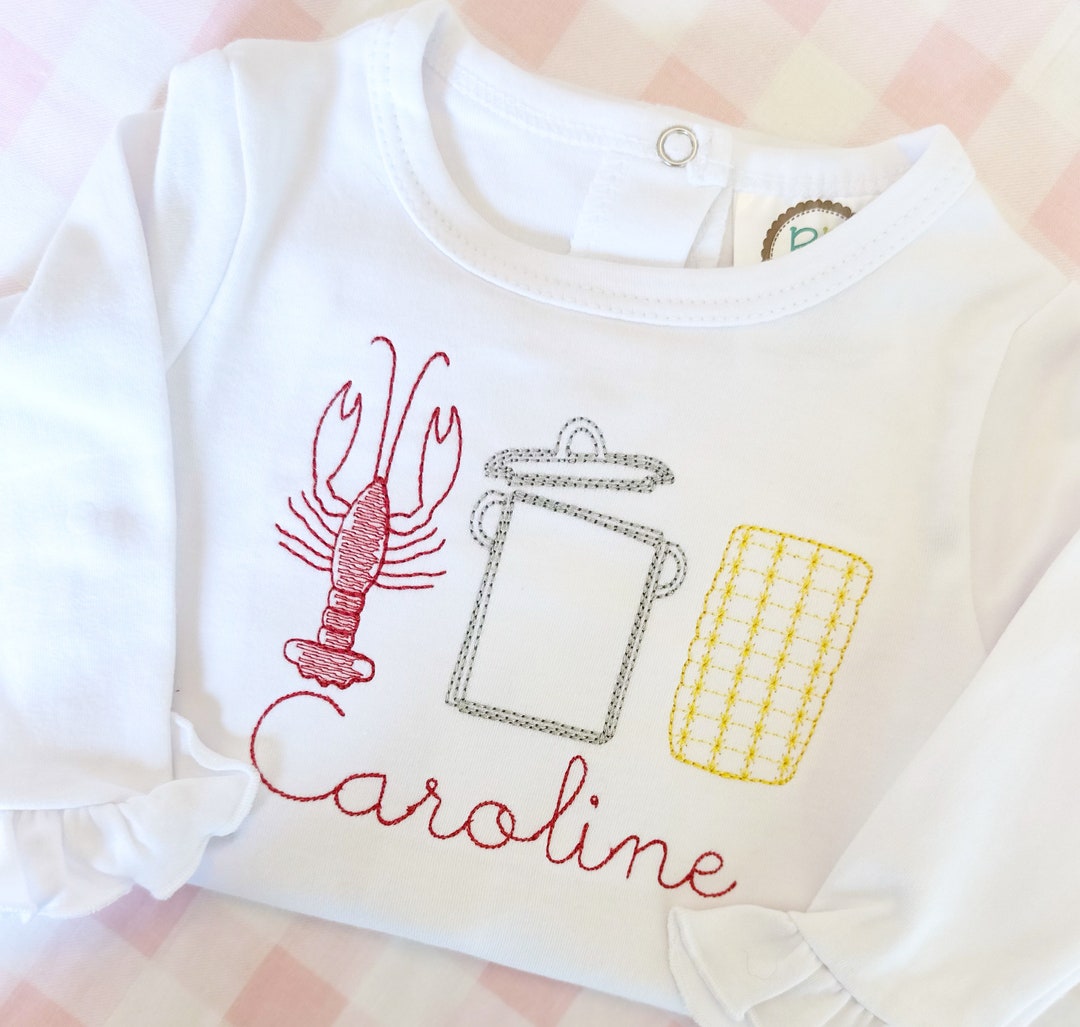 Crawfish Boil Monogram Shirt. Embroidered Crawfish Outfit. Boy ...