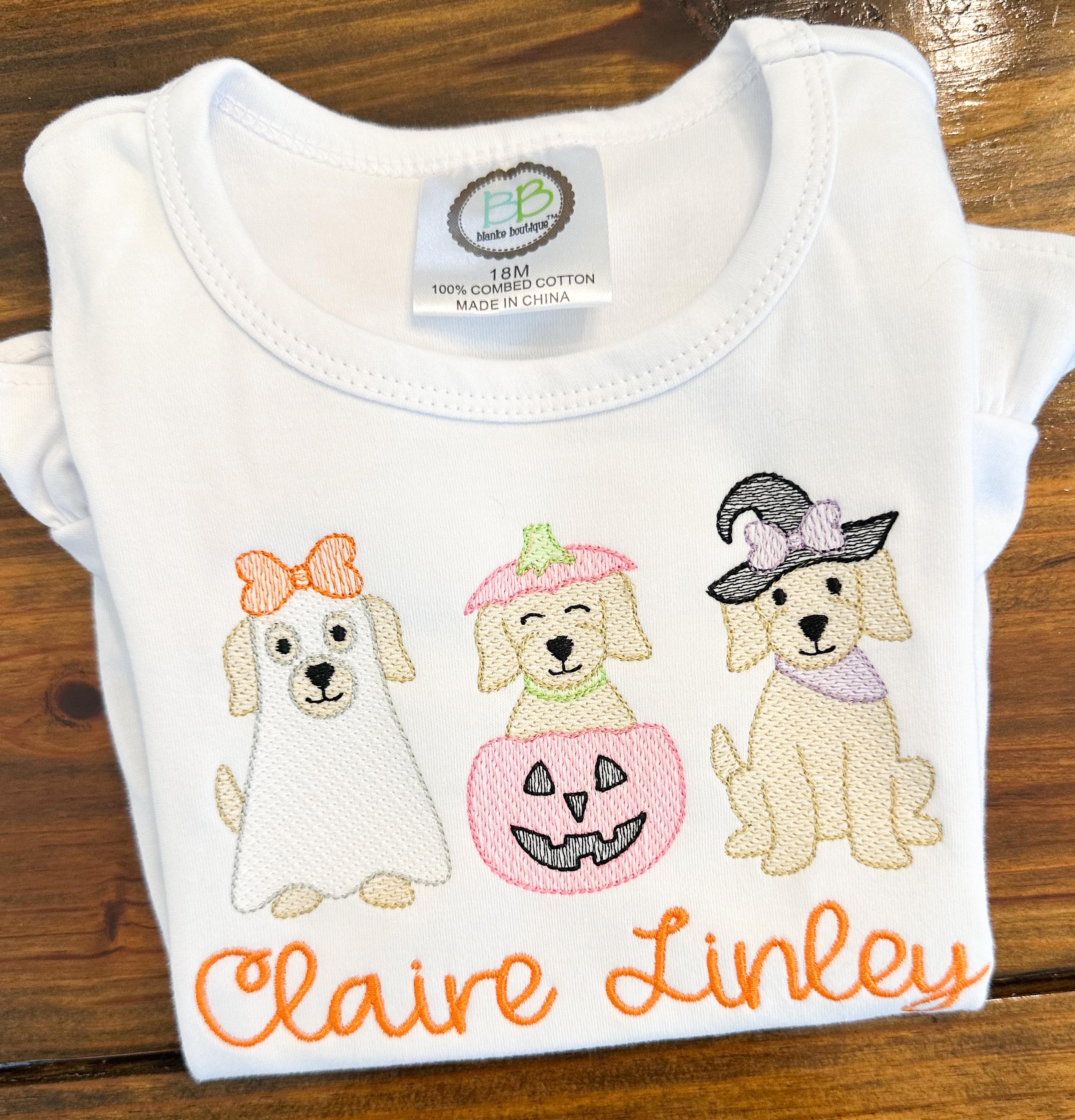 Halloween Girl Dogs Monogram Shirt, Toddler Outfit, Dog Bodysuit ...