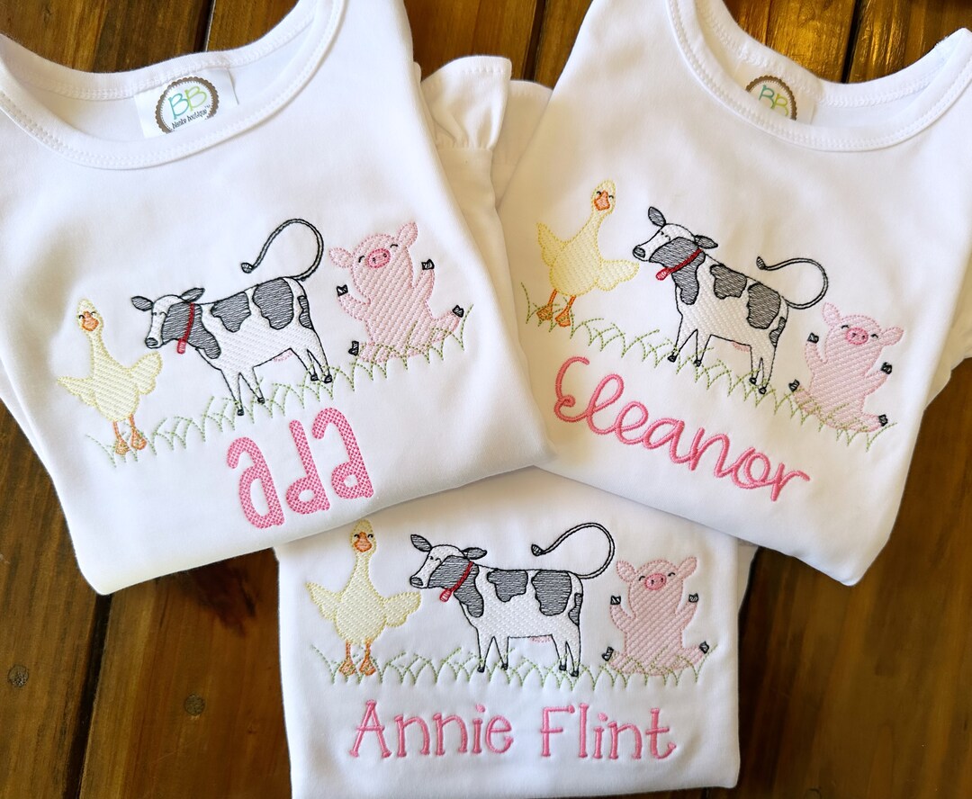 Embroidered Farm Animals Shirt, Toddler Outfit, Farm Animals Bodysuit ...