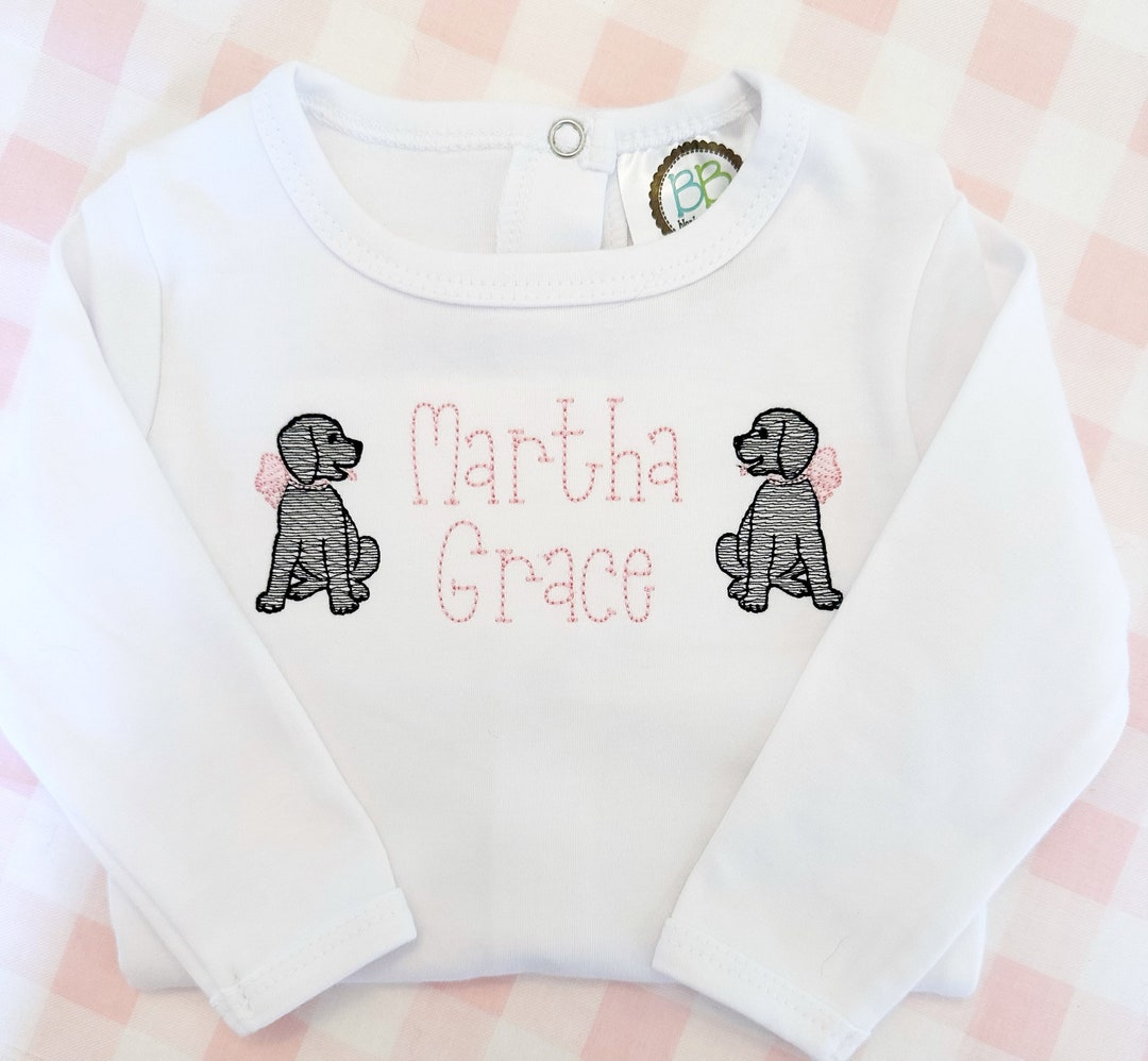 Girl Dog Monogram Shirt. Embroidered Bubble. Puppy Shirt. Toddler Girl ...