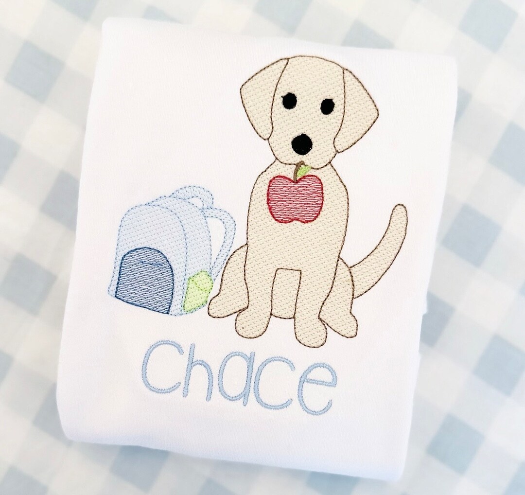 School Dog Monogram Shirt. Embroidered Back to School Outfit ...