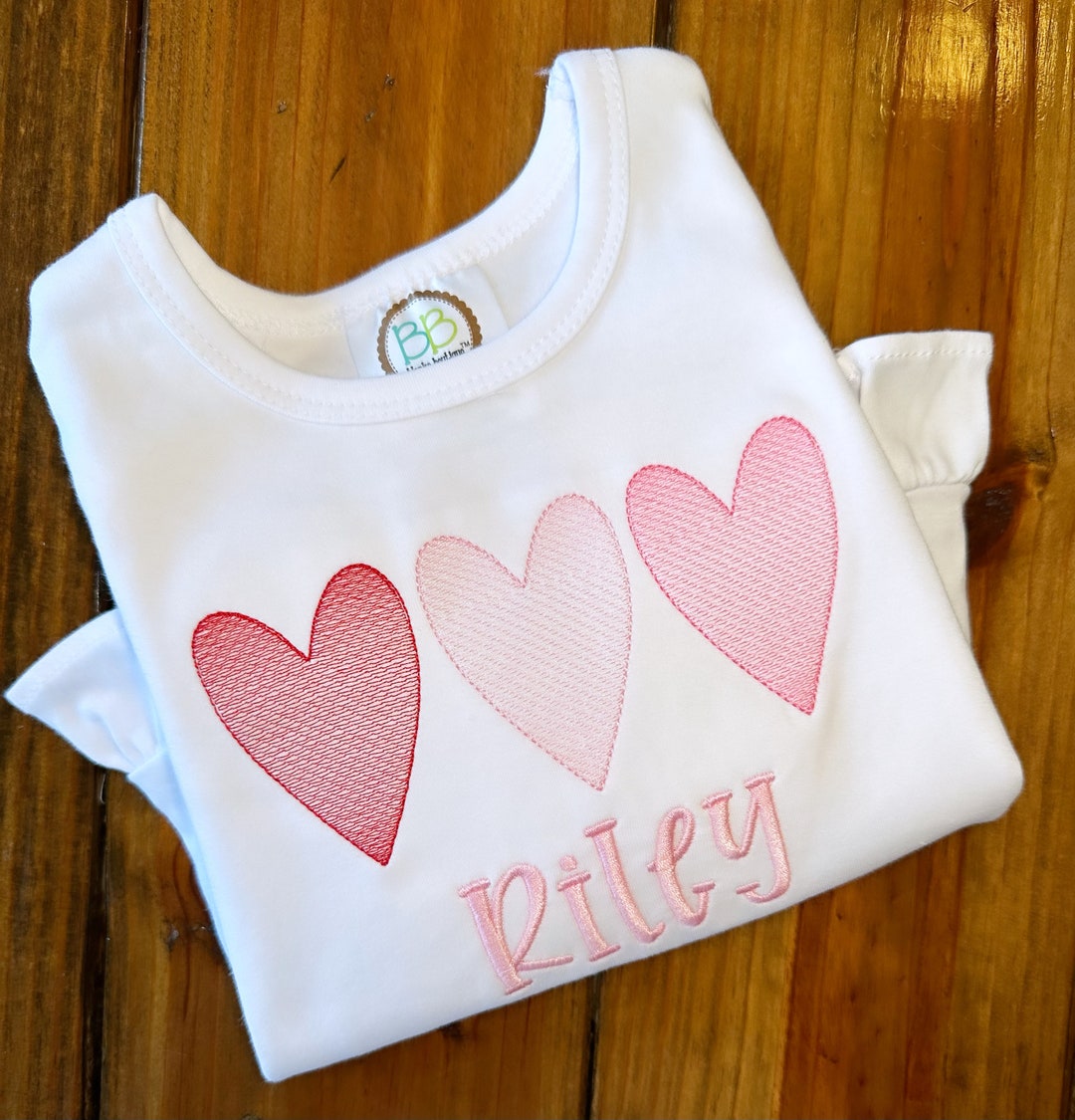Valentine’s Day Heart Trio Shirt. Valentine’s Day Embroidered Shirt ...
