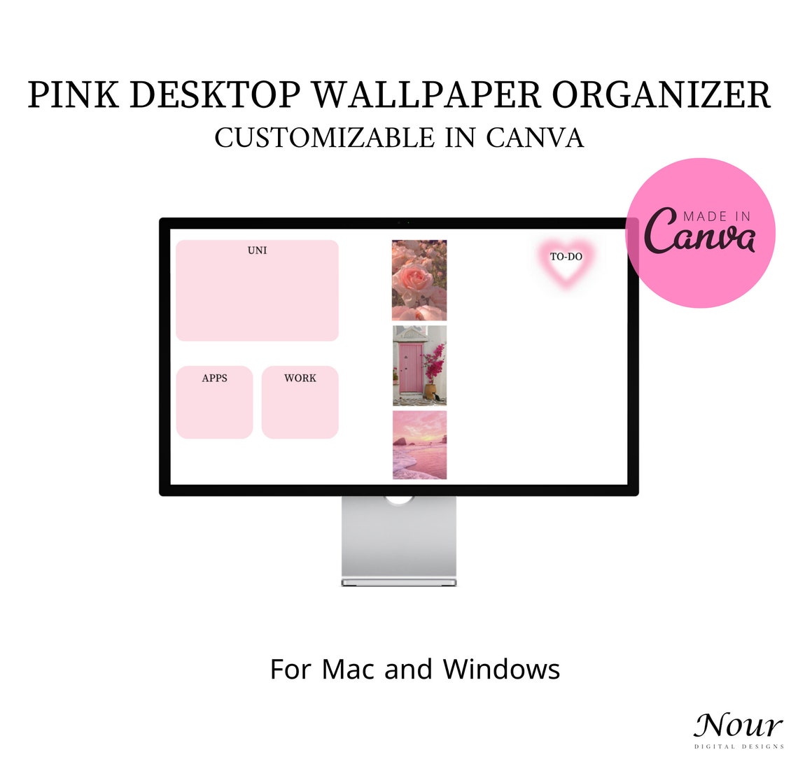 Pink Desktop Organizer Wallpaper | Aesthetic Desktop Organizer| Pink ...