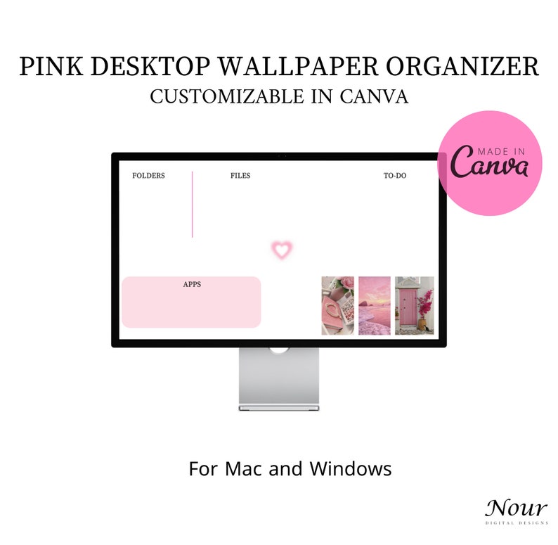 Pink Desktop Organizer Wallpaper | Aesthetic Desktop Organizer| Pink ...