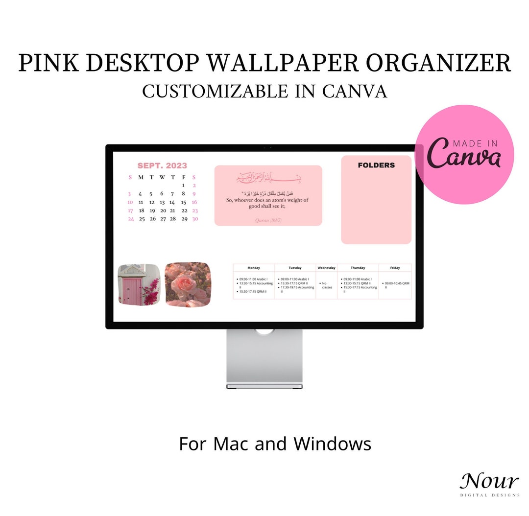 Pink Desktop Organizer Wallpaper | Aesthetic Desktop Organizer| Pink ...
