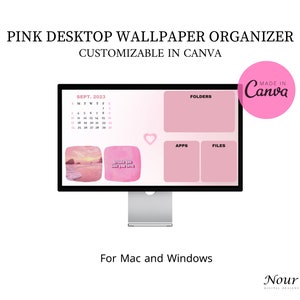 Pink Desktop Organizer Wallpaper | Aesthetic Desktop Organizer| Pink ...