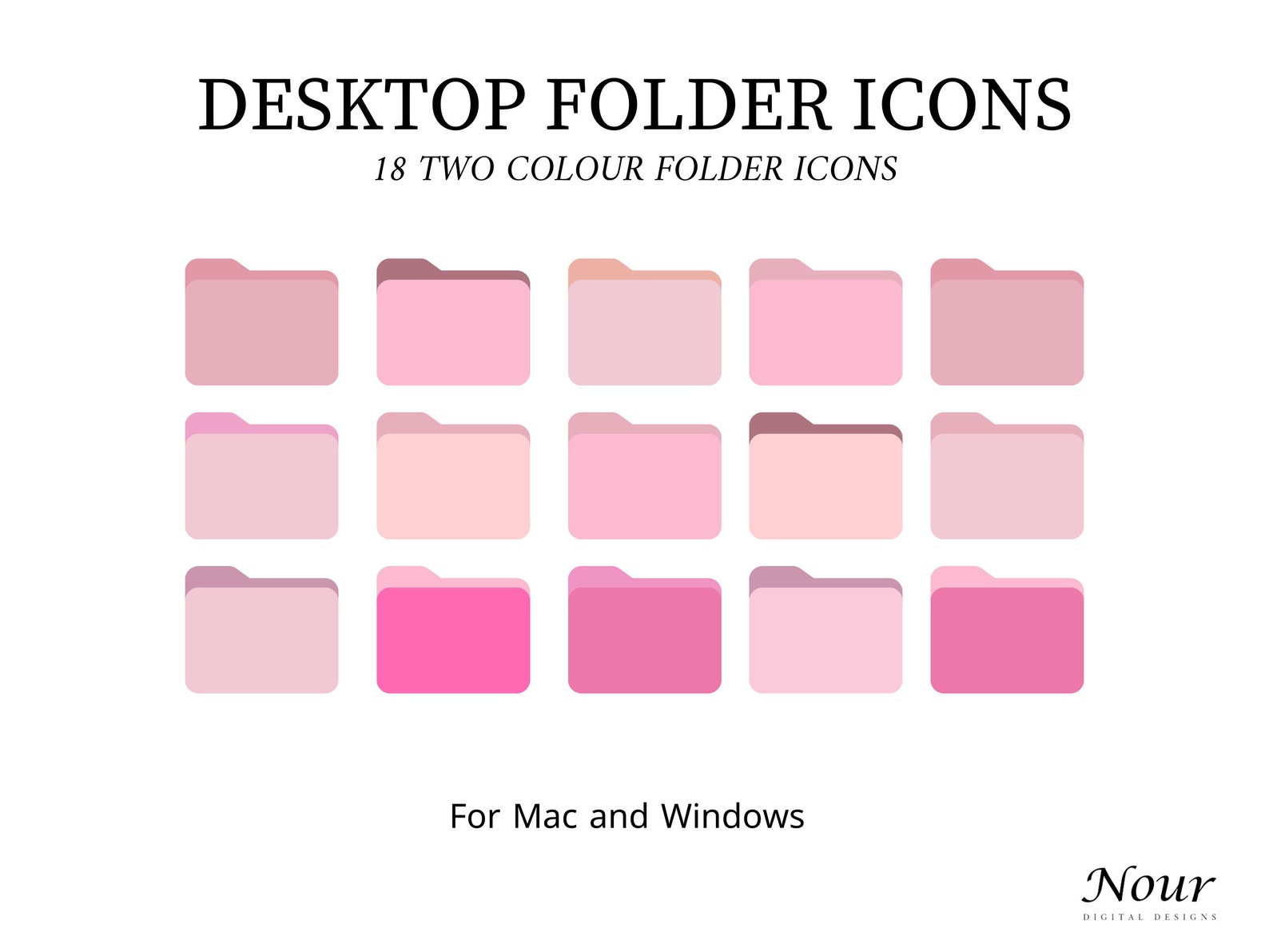 45 Pink Desktop Folder Icons | Pink Folder Bundle| Desktop Folders ...