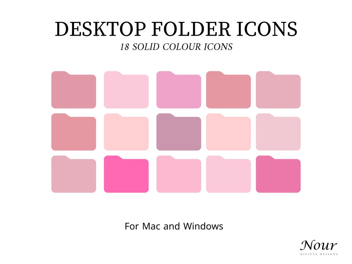 45 Pink Desktop Folder Icons | Pink Folder Bundle| Desktop Folders ...
