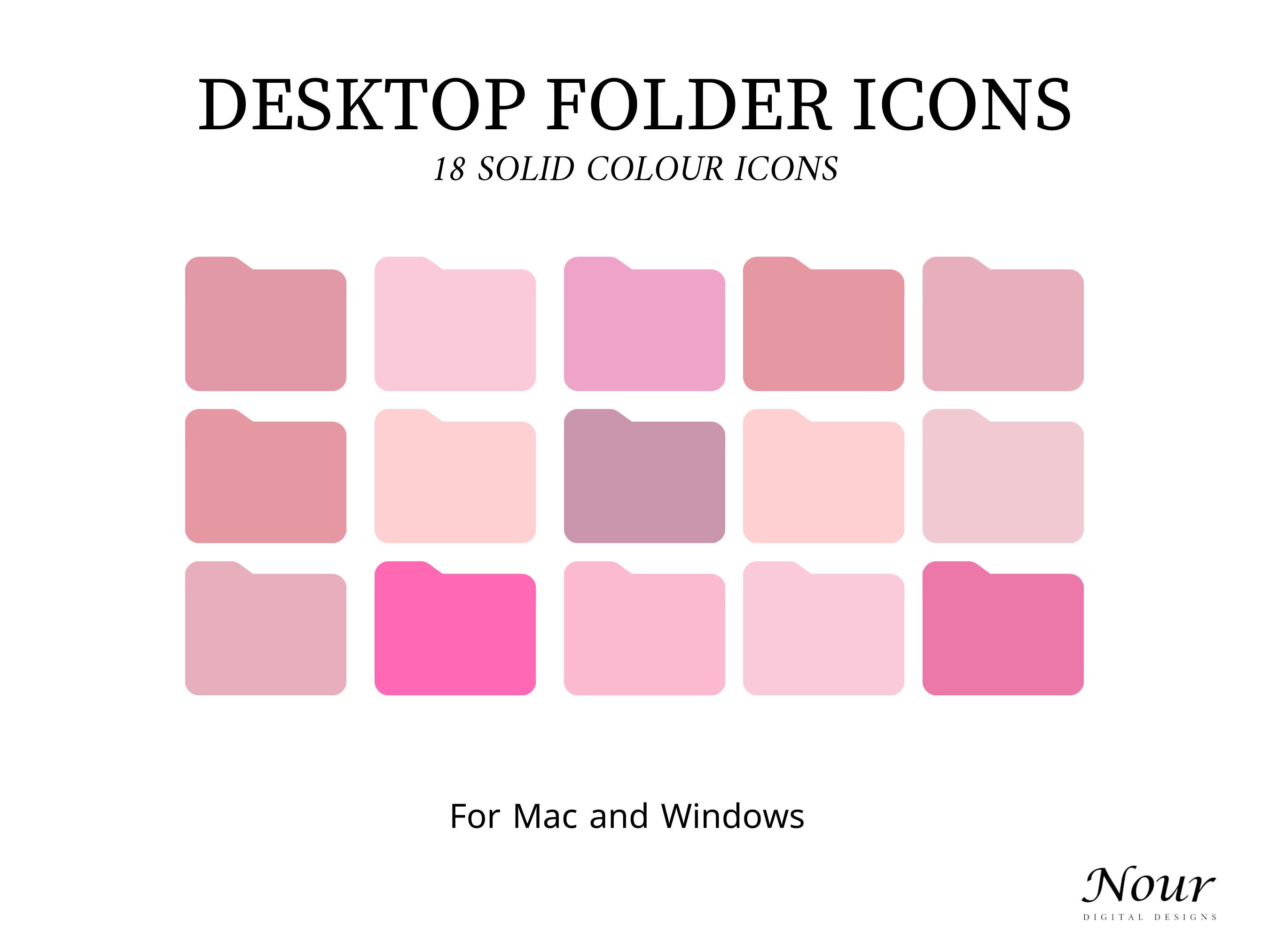 45 Pink Desktop Folder Icons | Pink Folder Bundle| Desktop Folders ...
