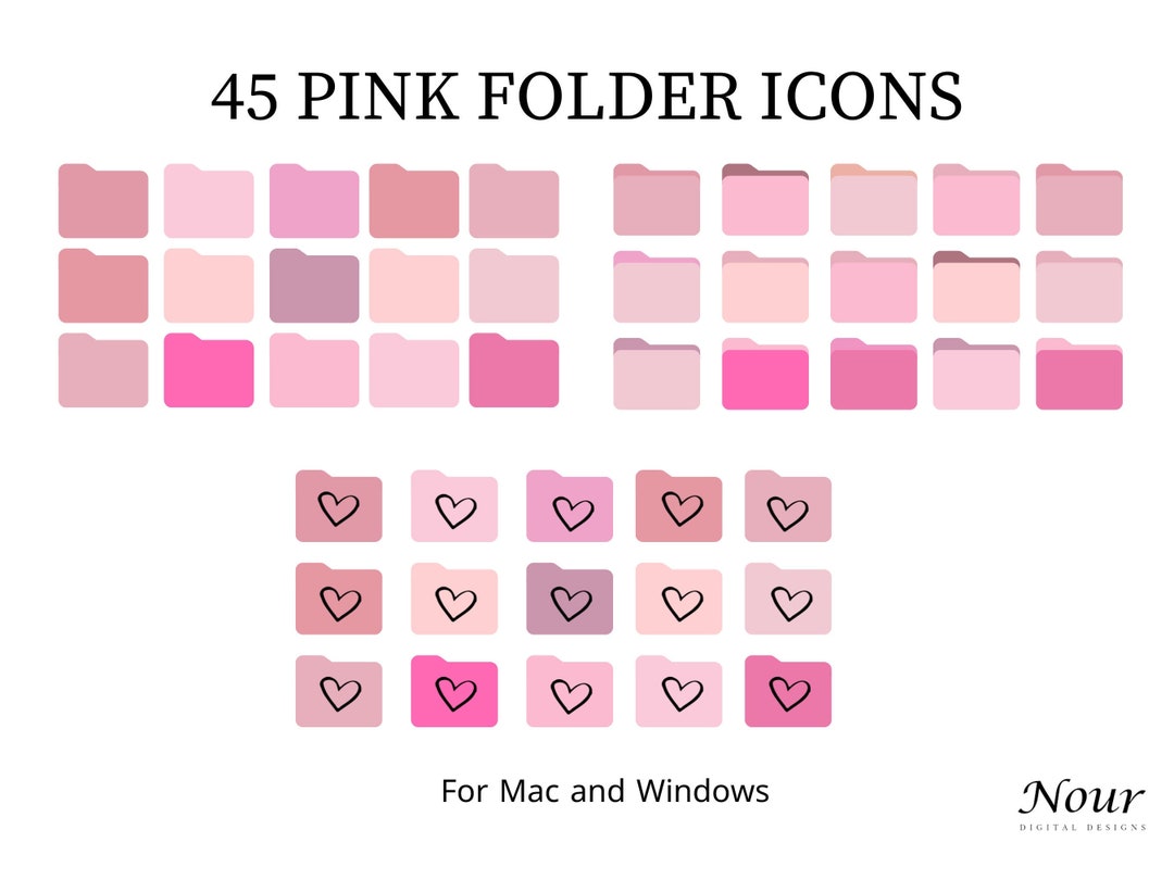 45 Pink Desktop Folder Icons | Pink Folder Bundle| Desktop Folders ...