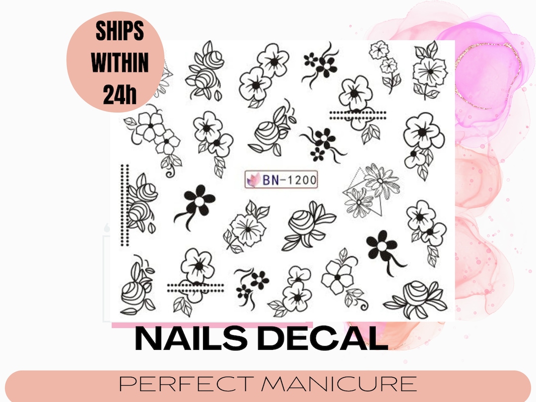 BN-1200 Water Transfer Watermark Design Decal Sticker Stamping Manicure ...