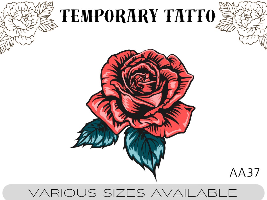Temporary Tattoo Red Rose Flower Waterproof Various Sizes AA37 - Etsy