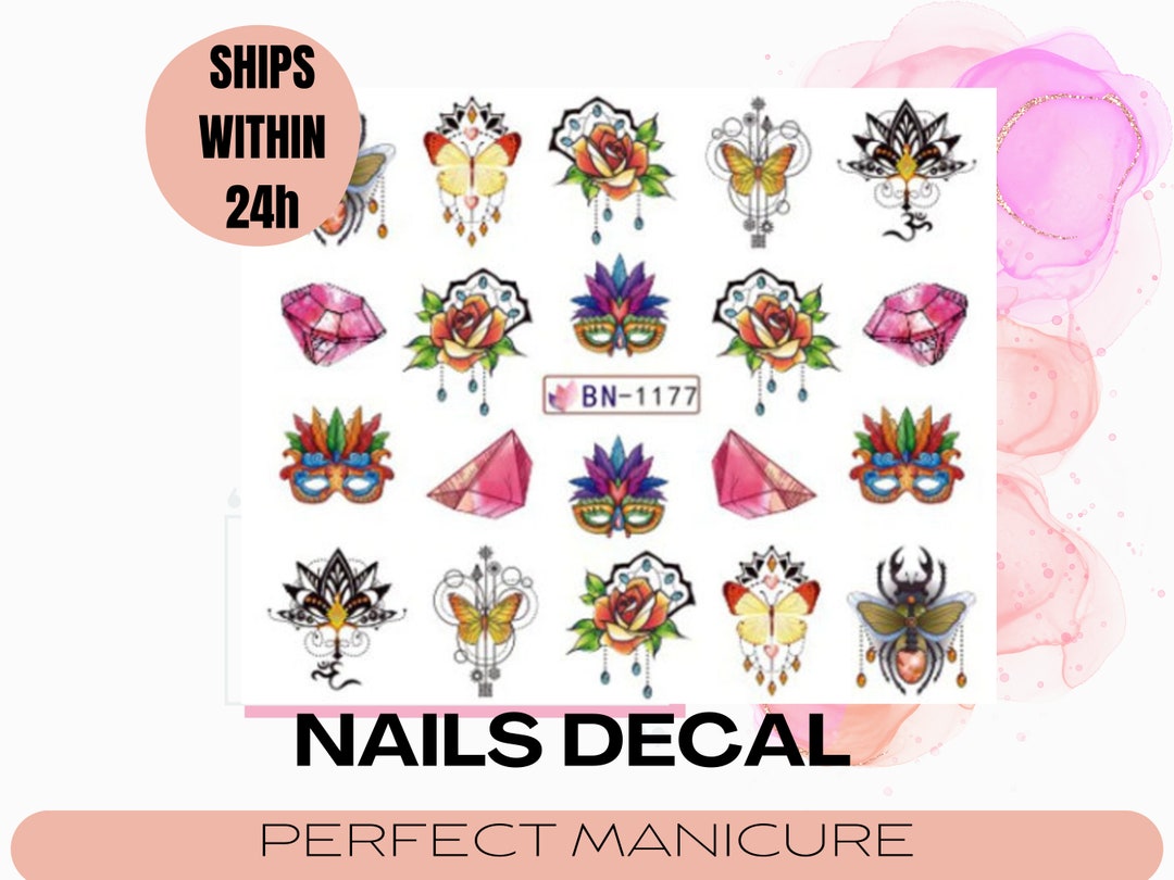 BN-1177 Water Transfer Watermark Design Decal Sticker Stamping Manicure ...