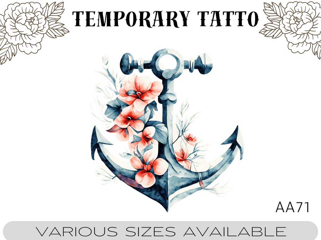 Temporary Tattoo Archon Marine Black Flower Waterproof Various Sizes ...