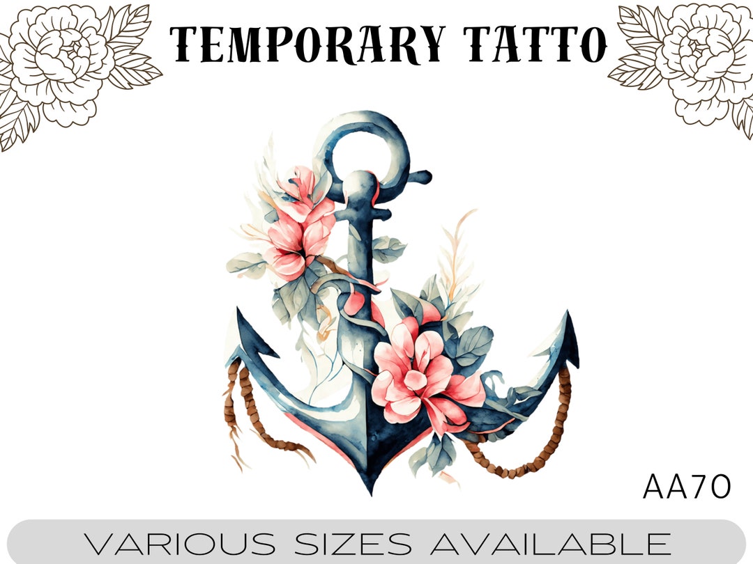 Temporary Tattoo Archon Marine Black Flower Waterproof Various Sizes ...