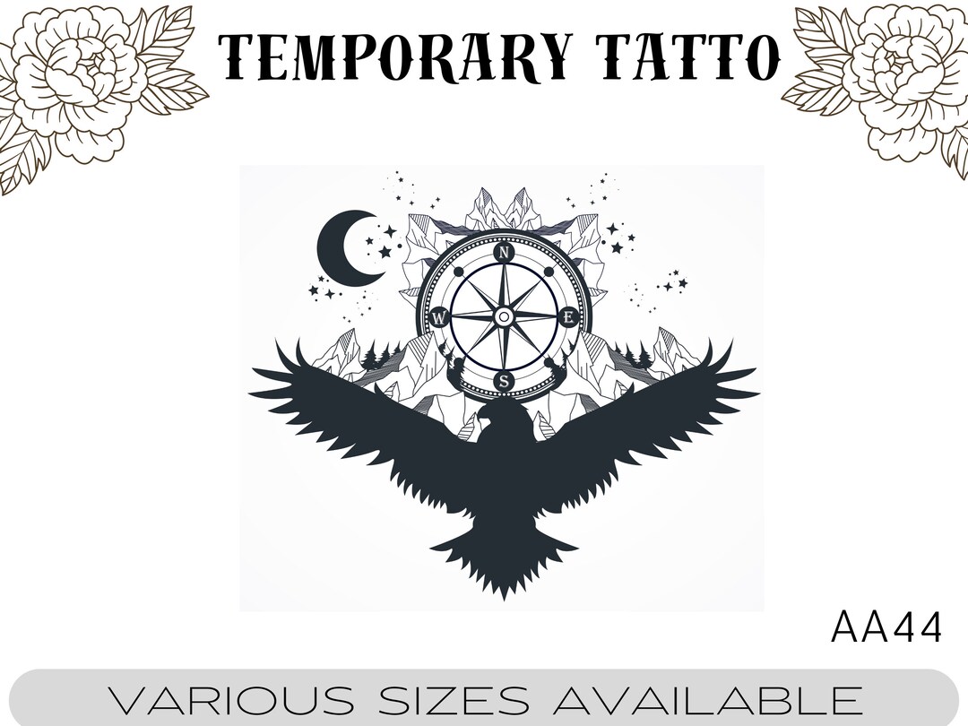 Temporary Tattoo Eagle Compass Waterproof Various Sizes AA44 - Etsy