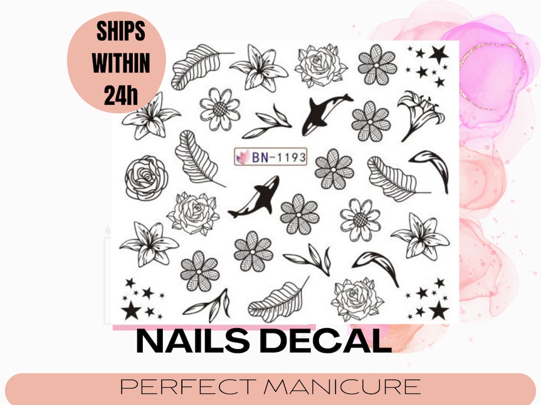 BN-1193 Water Transfer Watermark Decal Sticker Stamping Manicure Nail ...
