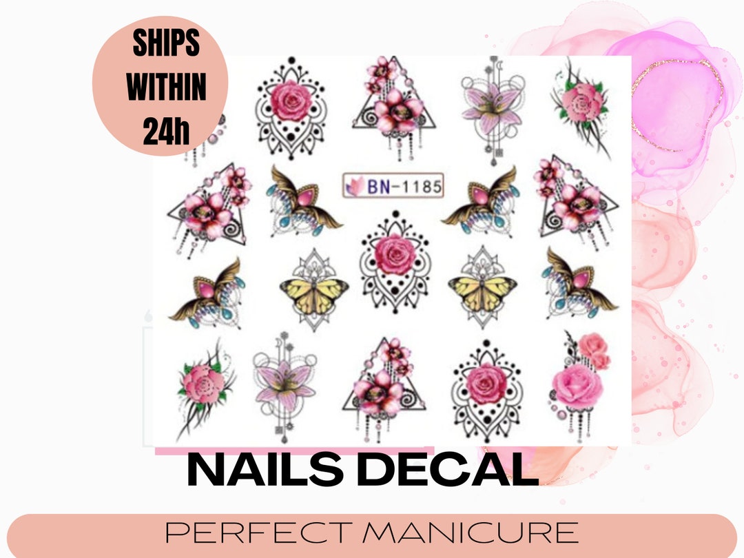 BN-1185 Water Transfer Watermark Decal Sticker Stamping Manicure Nail ...