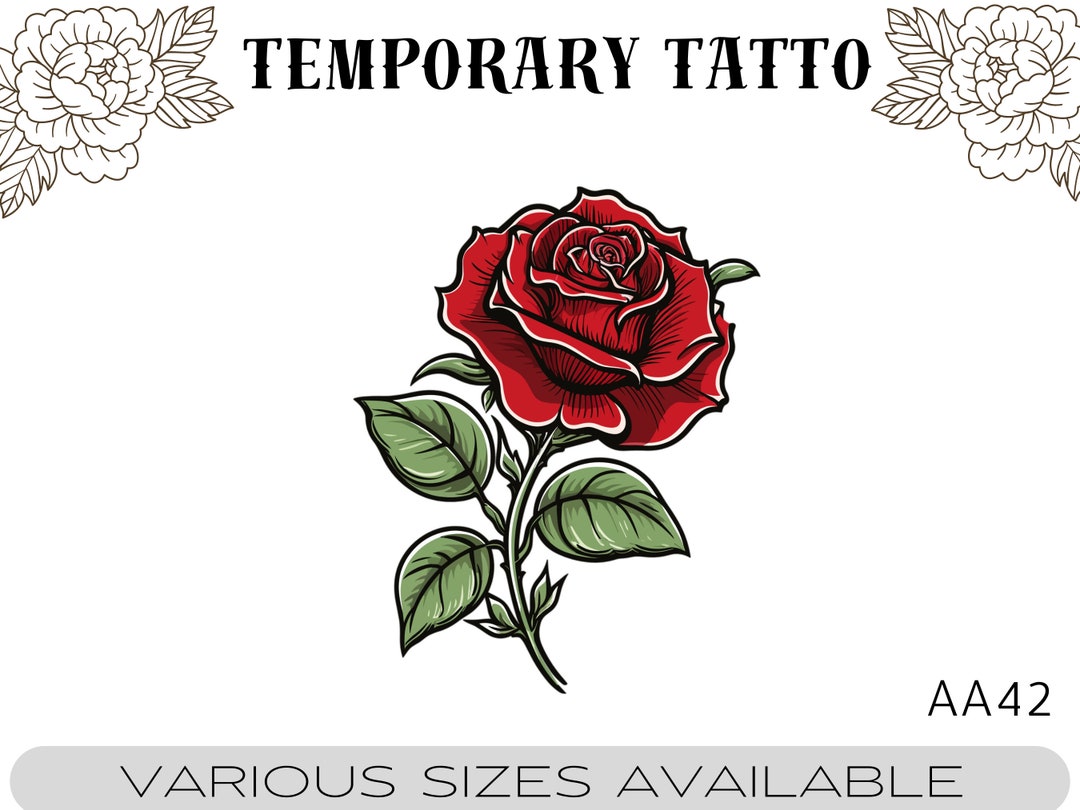 Temporary Tattoo Vintage Red Rose Waterproof Various Sizes AA42 - Etsy