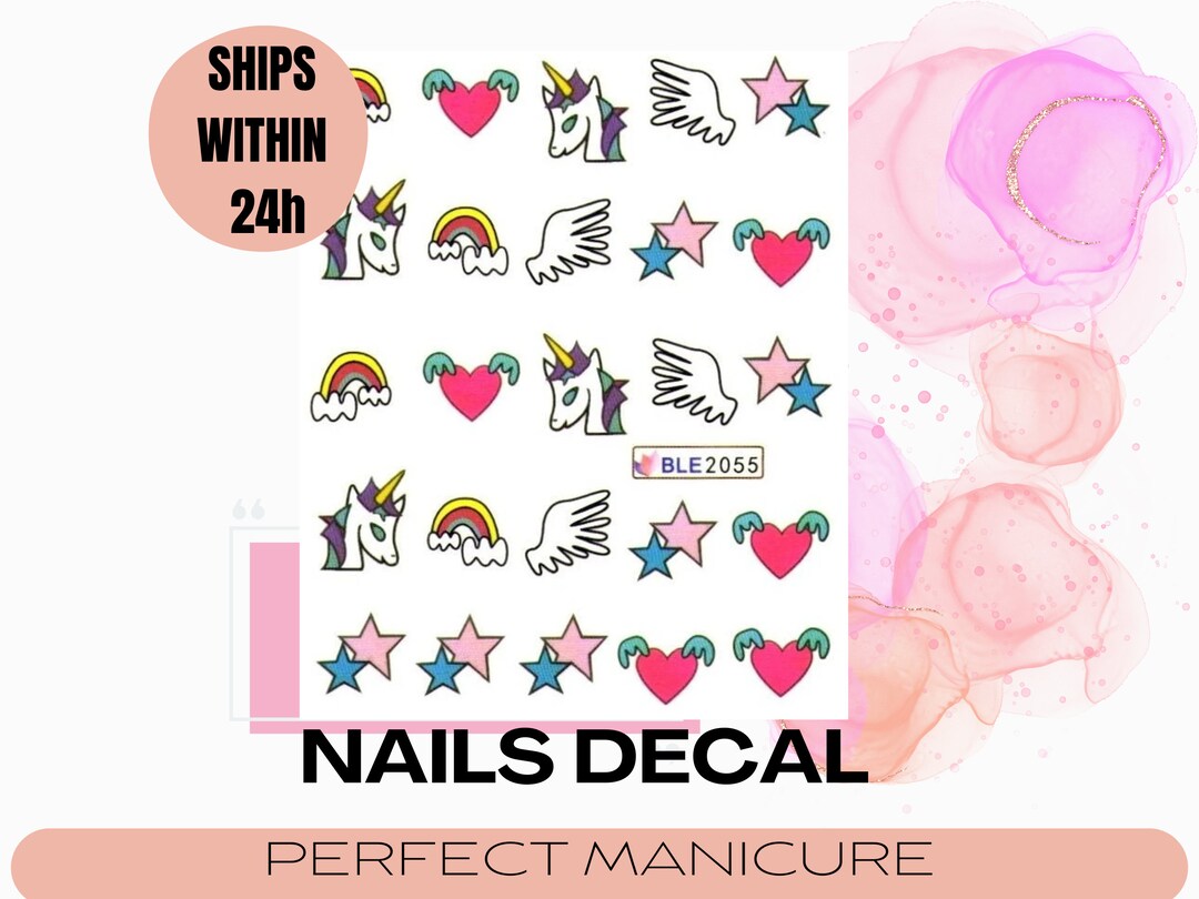 BLE2055 Water Transfer Watermark Decal Sticker Stamping Manicure Nail ...