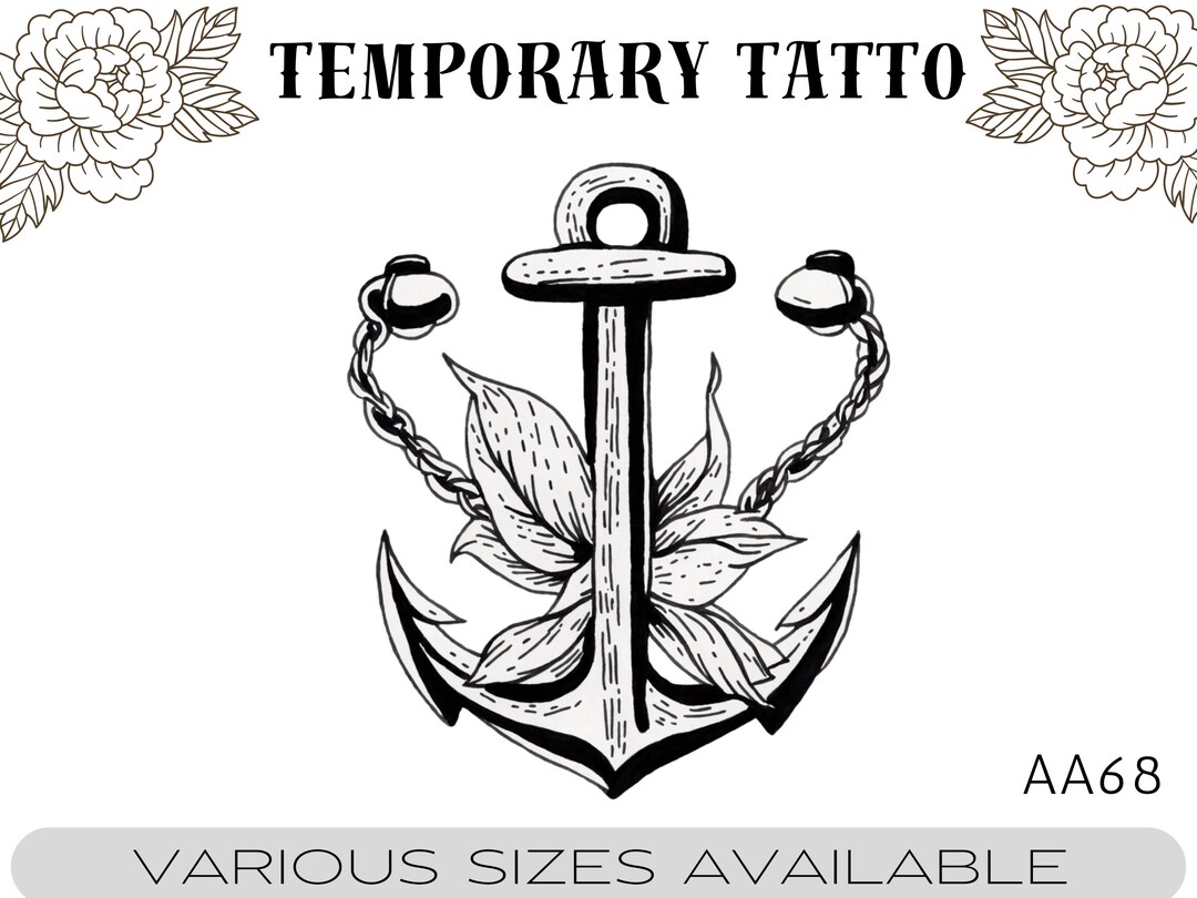 Temporary Tattoo Archon Marine Black Flower Waterproof Various Sizes ...