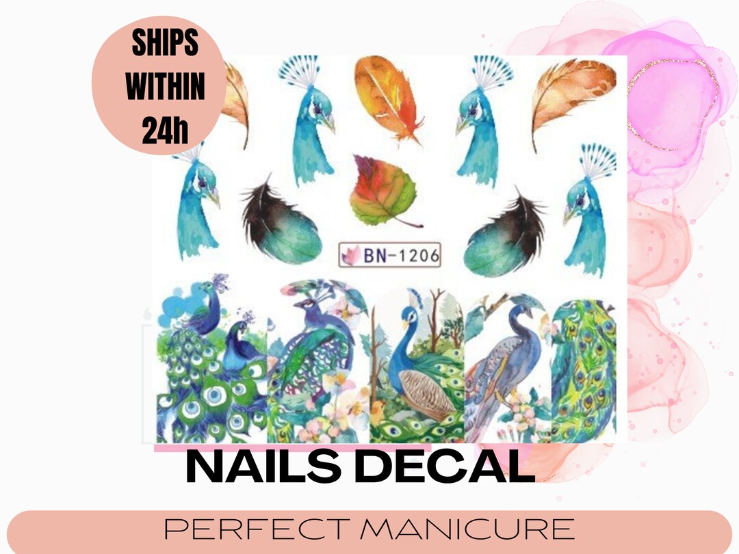 BN-1206 Water Transfer Watermark Design Decal Sticker Stamping Manicure ...