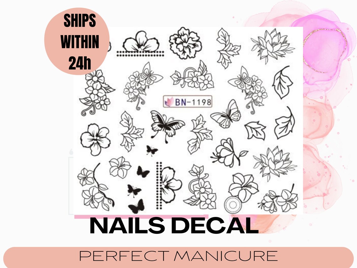 BN-1198 Water Transfer Watermark Design Decal Sticker Stamping Manicure ...