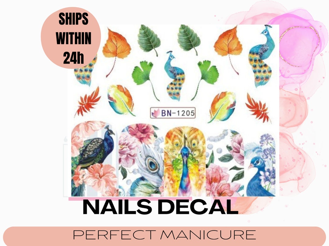 BN-1205 Water Transfer Watermark Design Decal Sticker Stamping Manicure ...
