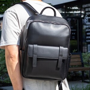 Black Leather Backpack "capital", Functional Laptop Rucksack With ...