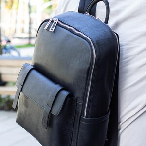 Black Leather Backpack "capital", Functional Laptop Rucksack With ...