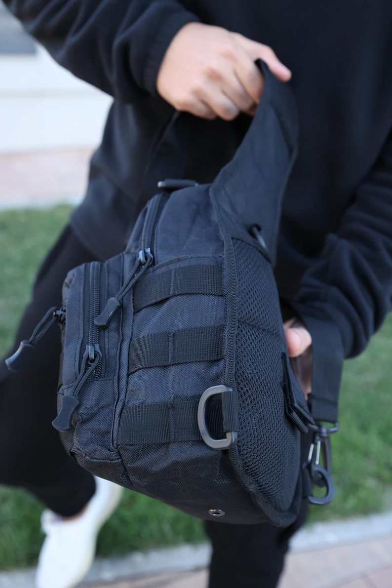 Tactical Sling Bag 'sturm Black', Crossbody Bag, Nylon Bag, Tactical ...