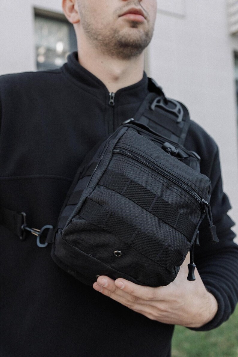 Tactical Sling Bag 'sturm Black', Crossbody Bag, Nylon Bag, Tactical ...