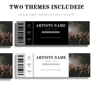 CONCERT TICKET TEMPLATE Editable, Instant Download, Custom, Light/dark Theme, Concert, Ticket - Etsy