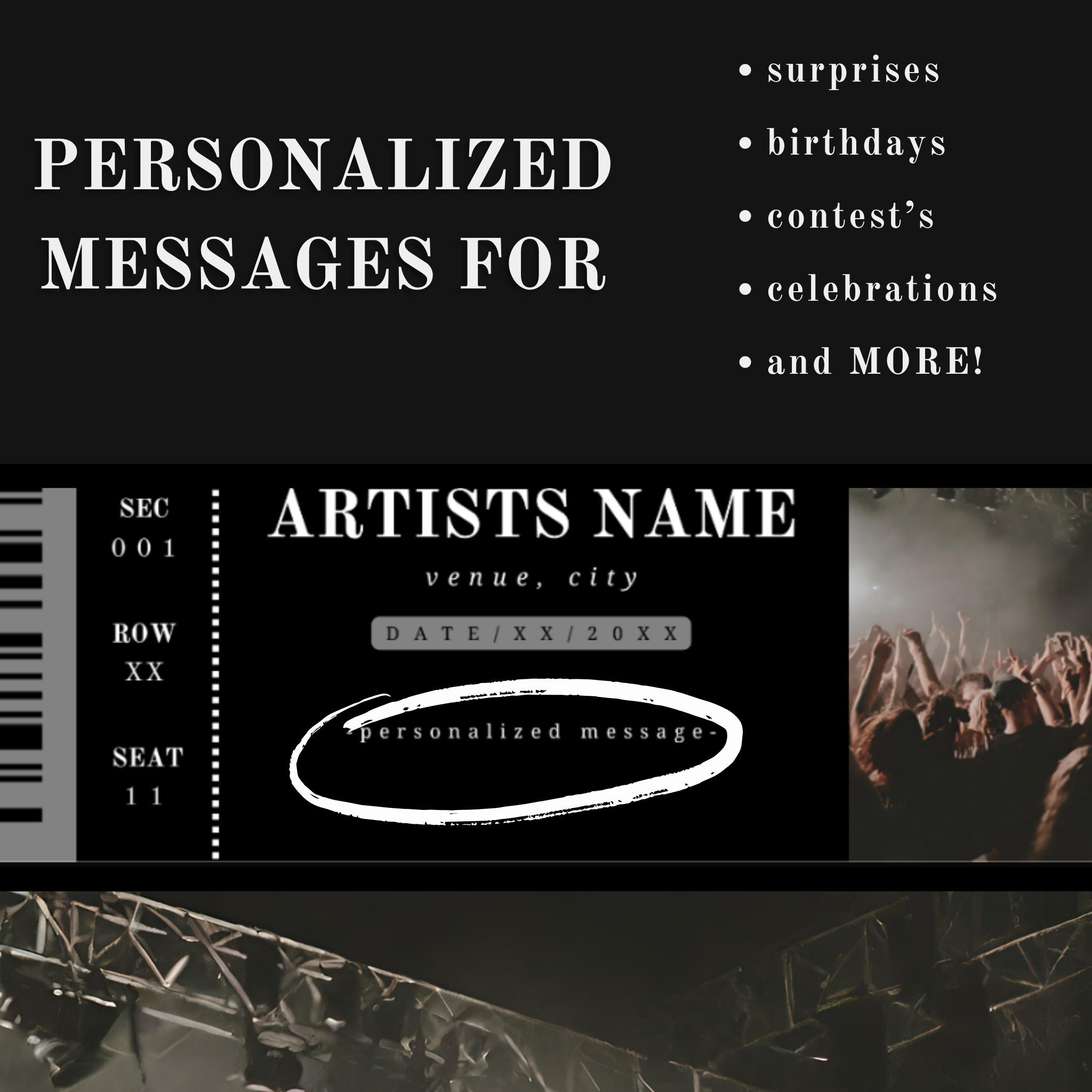 CONCERT TICKET TEMPLATE Editable, Instant Download, Custom, Light/dark Theme, Concert, Ticket - Etsy