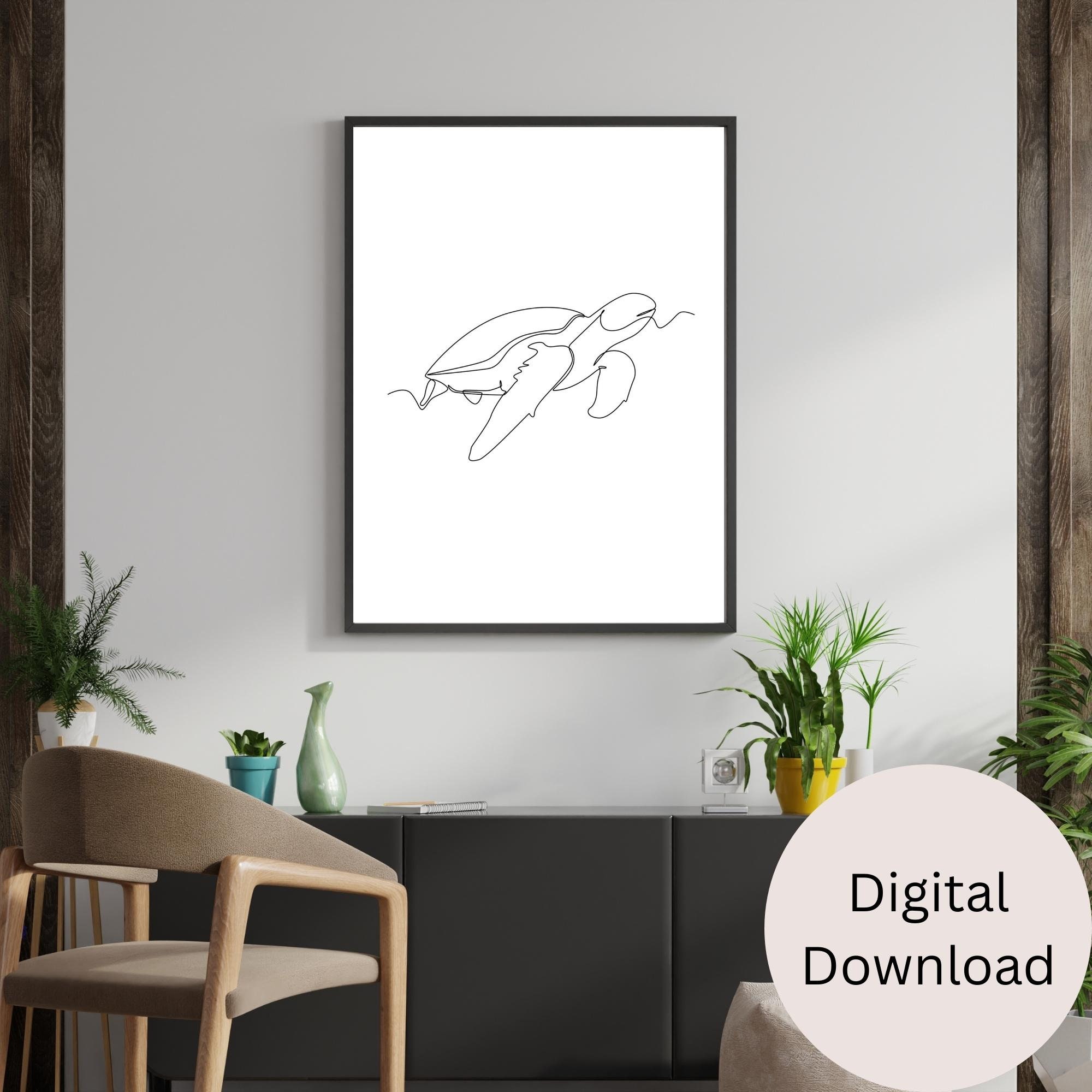 Single Line Turtle Drawing Minimalist Wall Art Digital - Etsy