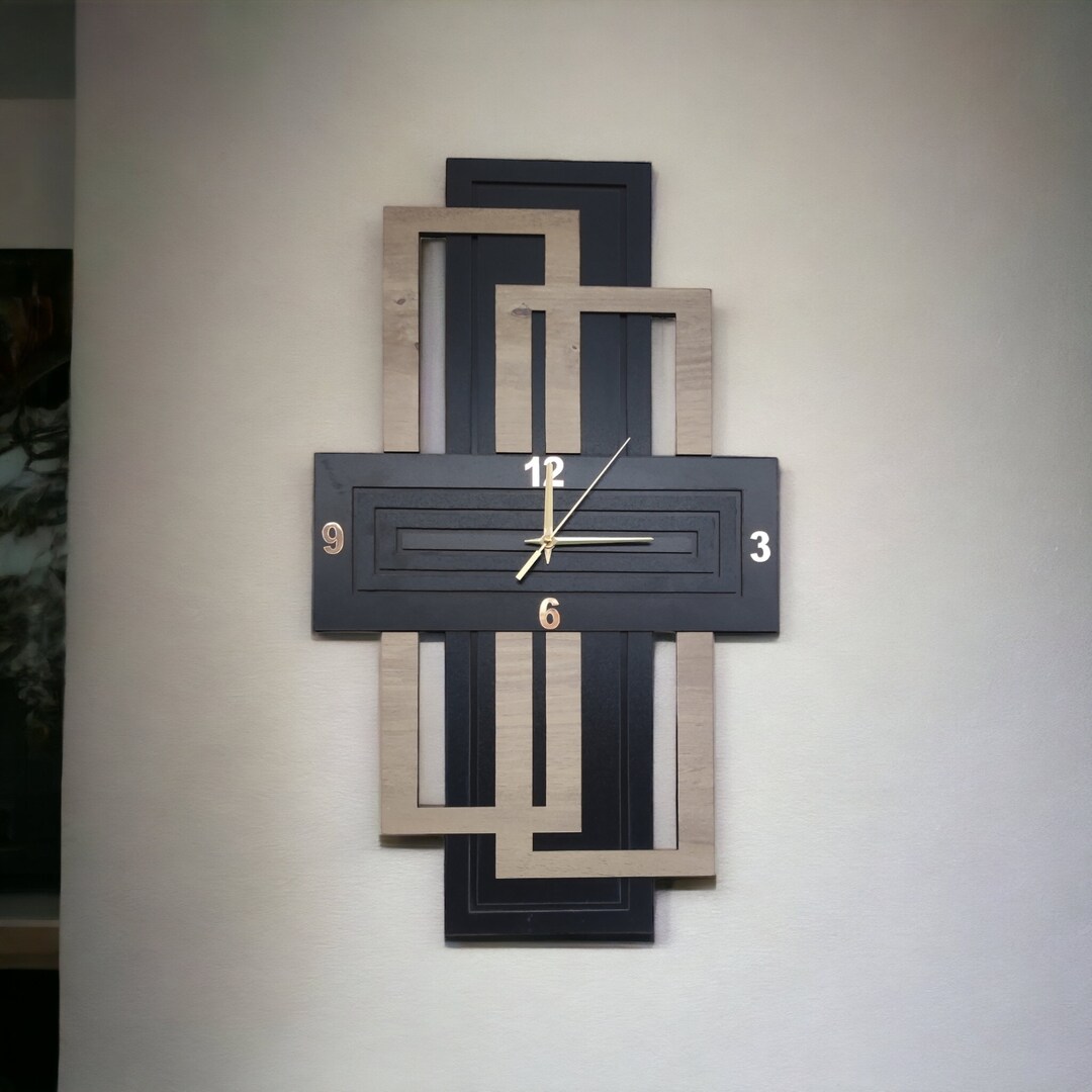 Modern Wall Clock Laser Cutting Large Wall Clock Do It Yourself Digital ...