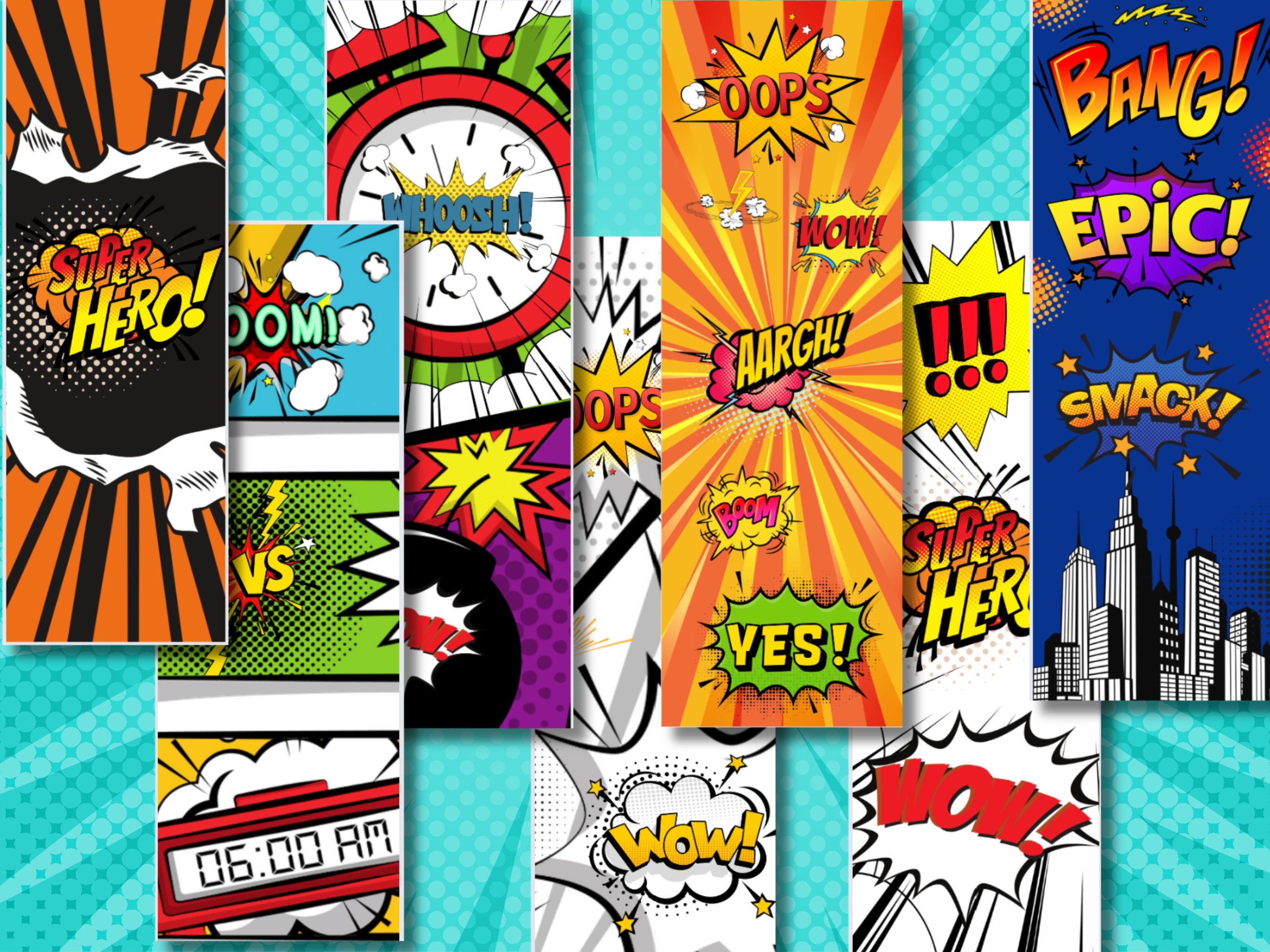 27 Comic Book Theme Bookmarks, 2x6 Inches, Instant Download - Etsy
