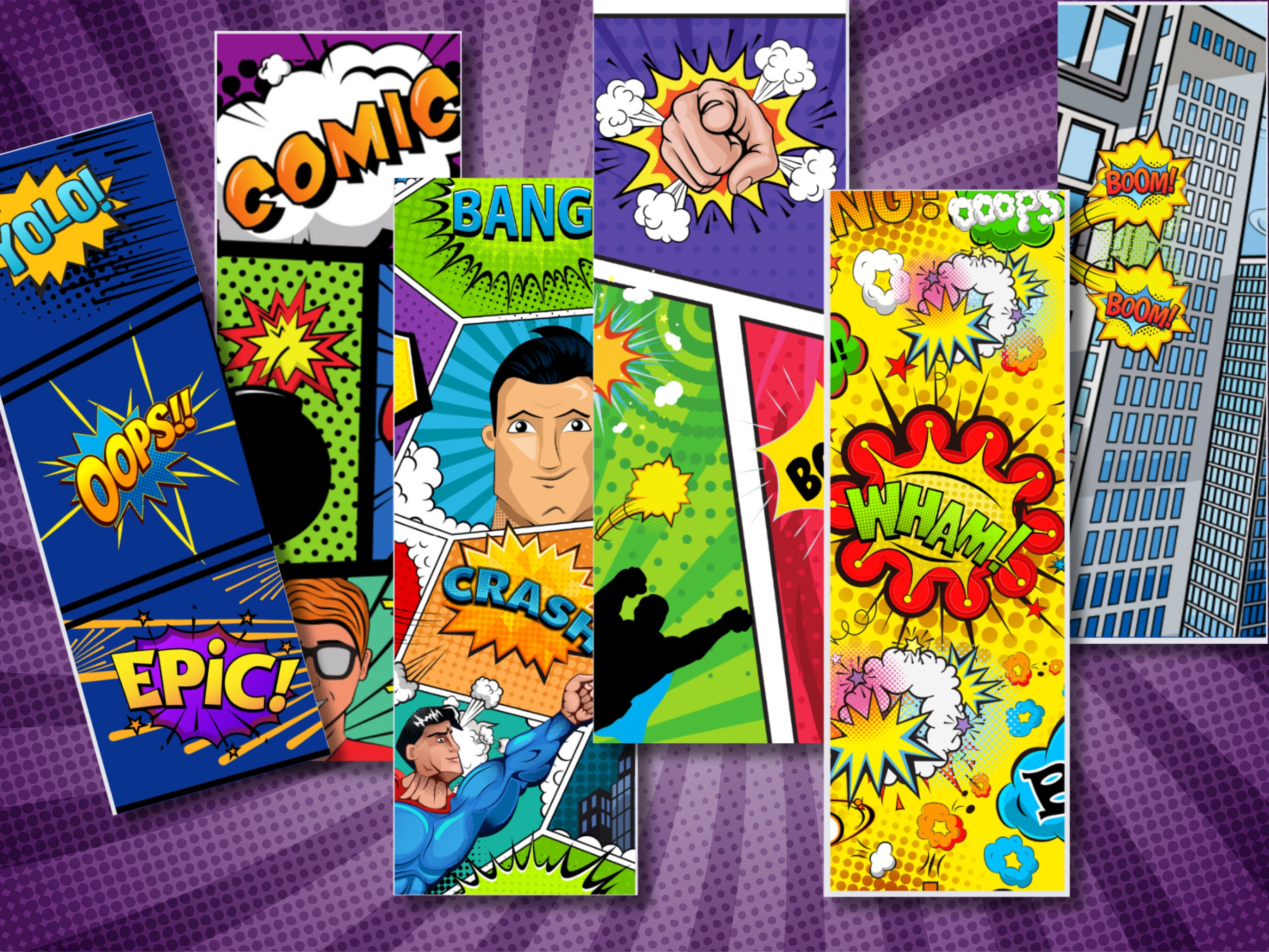 27 Comic Book Theme Bookmarks, 2x6 Inches, Instant Download - Etsy