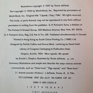 SIGNED Mice Squeak, We Speak by Tomie Depaola, 1997 First Impression ...