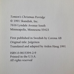 Tomten's Christmas Porridge by Sven Nordqvist, 1991 Hardcover, Skandisk ...