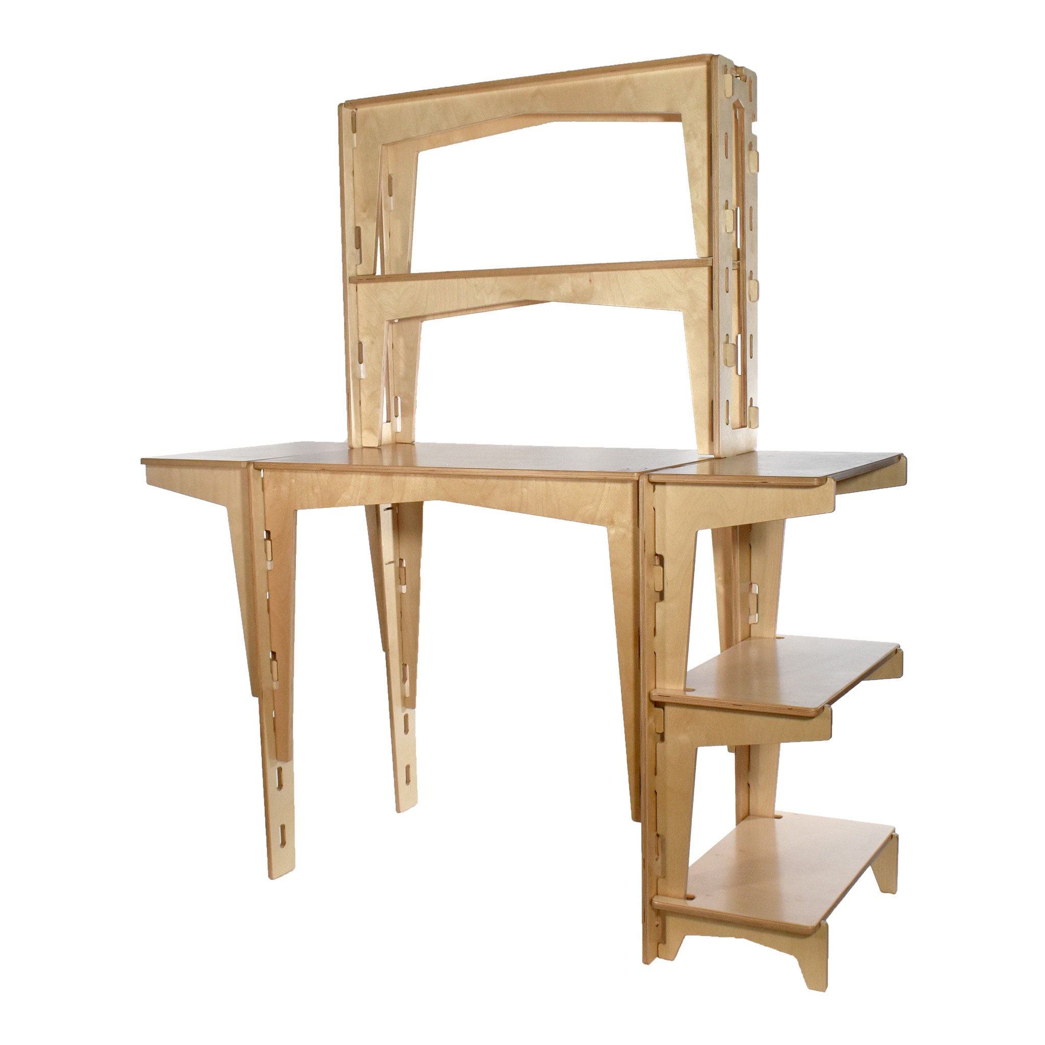 Birch Wood Grow-with-me Desk With Adjustable Extension Leaf, Side ...