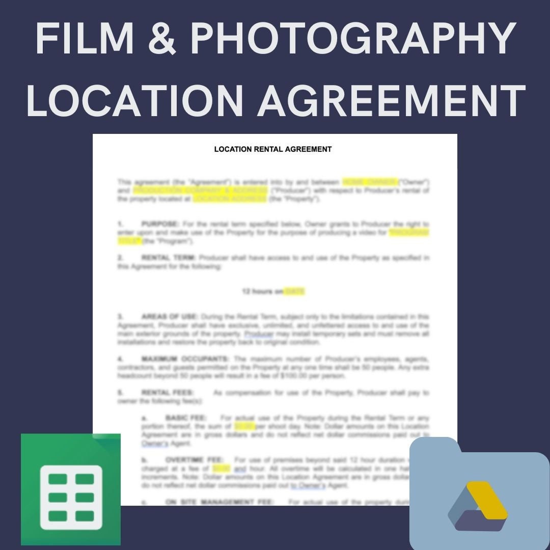 PROFESSIONAL LOCATION AGREEMENT for Filmmakers, Location Managers, and Producers - Etsy