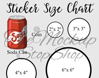 Sticker Size Chart, POD Size Chart, Print on Demand, Kiss-cut Sticker ...