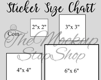 Sticker Size Chart, POD Size Chart, Print on Demand, Kiss-cut Sticker ...