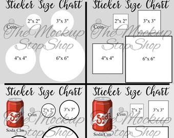 Sticker Size Chart, POD Size Chart, Print on Demand, Kiss-cut Sticker ...