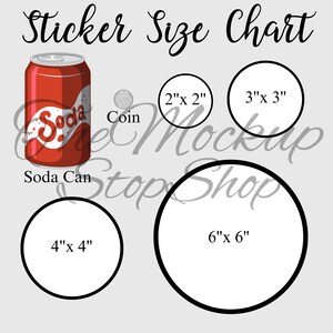 Sticker Size Chart Bundle, POD Size Chart, Print on Demand, Kiss-cut ...