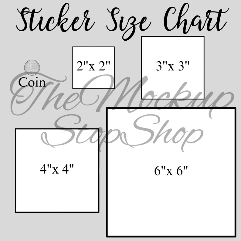 Sticker Size Chart Bundle, POD Size Chart, Print on Demand, Kiss-cut ...