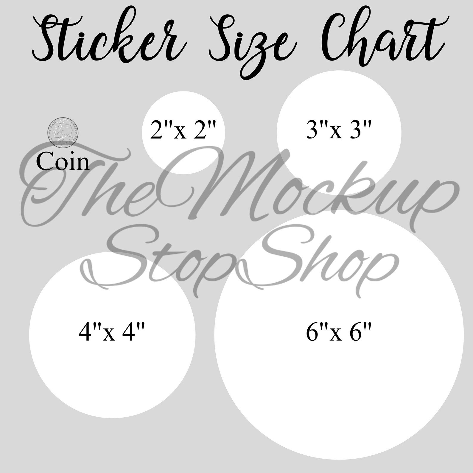 Sticker Size Chart Bundle, POD Size Chart, Print on Demand, Kiss-cut ...