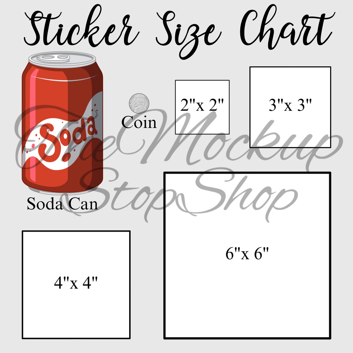 Sticker Size Chart Bundle, POD Size Chart, Print on Demand, Kiss-cut ...